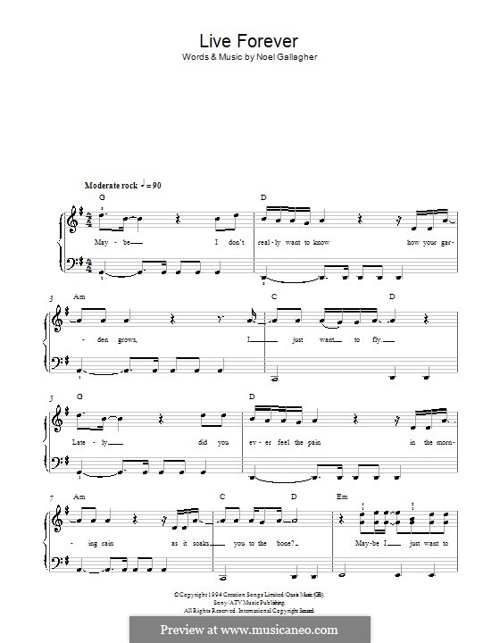 N. Gallagher: Live Forever (Oasis) ноты на MusicaNeo