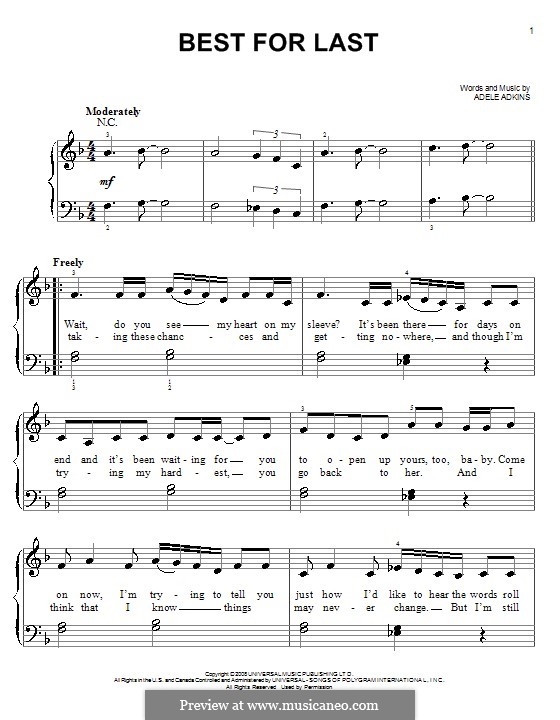 Adele: Best for Last ноты на MusicaNeo