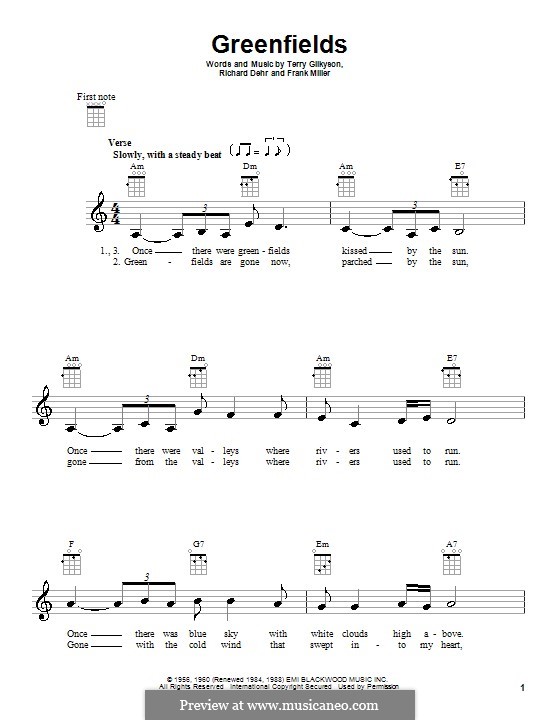F. Miller, R. Dehr, T. Gilkyson: Greenfields (The Brothers Four) на ...