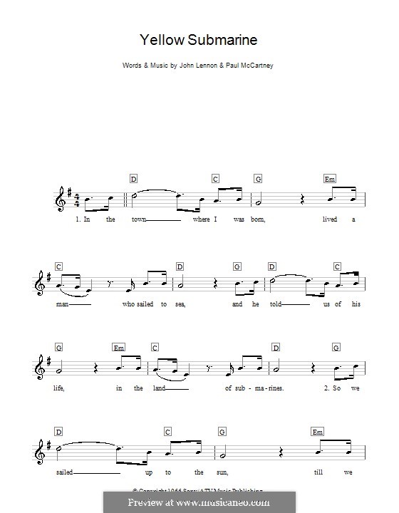 J. Lennon, P. McCartney: Yellow Submarine (The Beatles) ноты на MusicaNeo