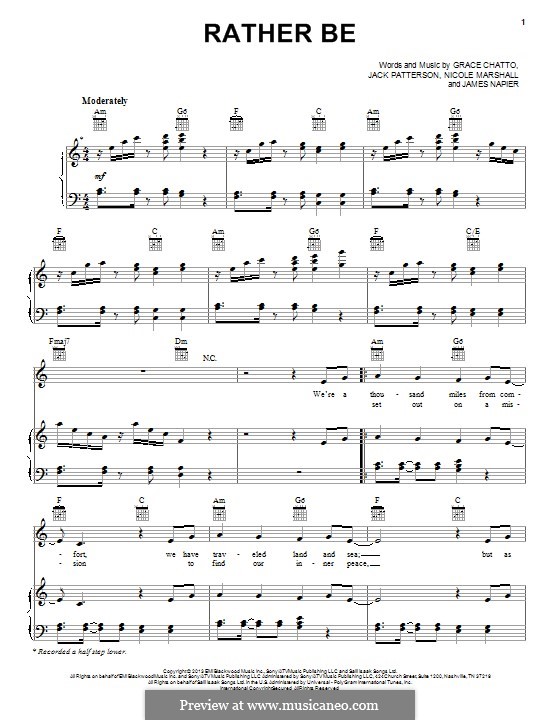 J. Napier, G. Chatto, J. Patterson: Rather Be ноты на MusicaNeo