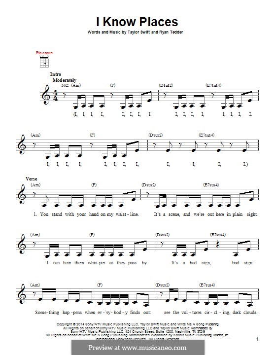 R.B. Tedder, T. Swift: I Know Places ноты на MusicaNeo