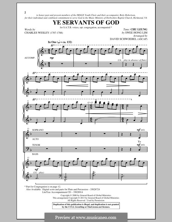 S.H. Lim: Ye Servants of God ноты на MusicaNeo