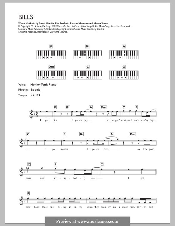 J. Kasher Hindlin, E. Frederic, R. Goransson, G. Lewis: Bills на MusicaNeo