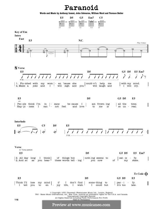 G. Butler, Ozzy Osbourne, Tony Iommi, Bill Ward: Paranoid (Black Sabbath) на MusicaNeo