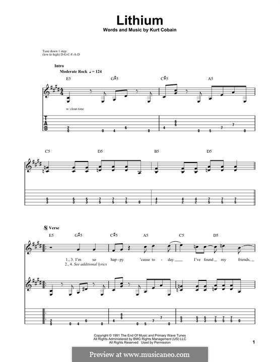 K. Cobain: Lithium (Nirvana) ноты на MusicaNeo