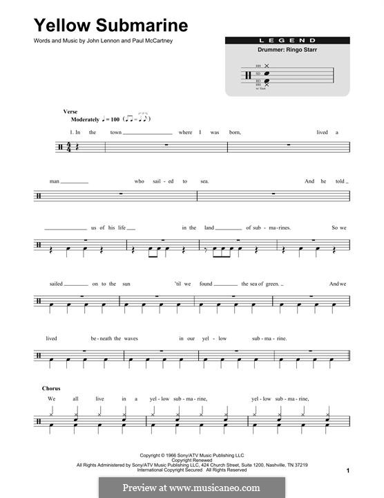J. Lennon, P. McCartney: Yellow Submarine (The Beatles) ноты на MusicaNeo