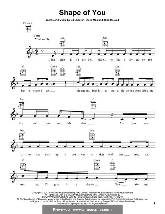 E. Sheeran, Steve Mac, J. McDaid: Shape Of You ноты на MusicaNeo