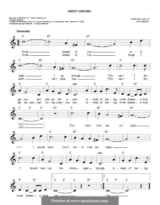 D. Gibson: Sweet Dreams (Patsy Cline) ноты на MusicaNeo