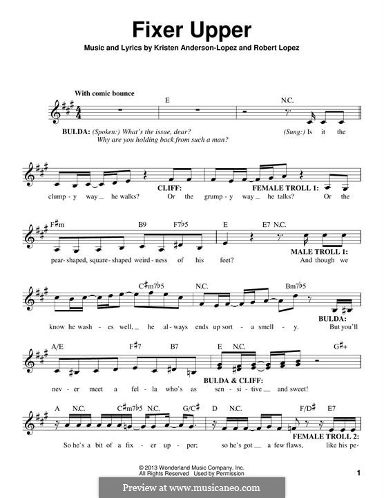 R. Lopez, K. Anderson-Lopez: Fixer Upper (from Disney's Frozen) на MusicaNeo