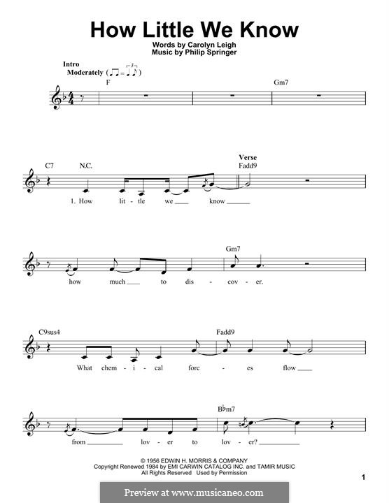 P. Springer: How Little We Know (Frank Sinatra) ноты на MusicaNeo