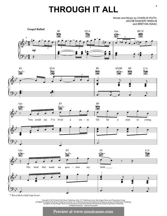 J. Kasher Hindlin, B. Isaac, C. Puth: Through It All ноты на MusicaNeo