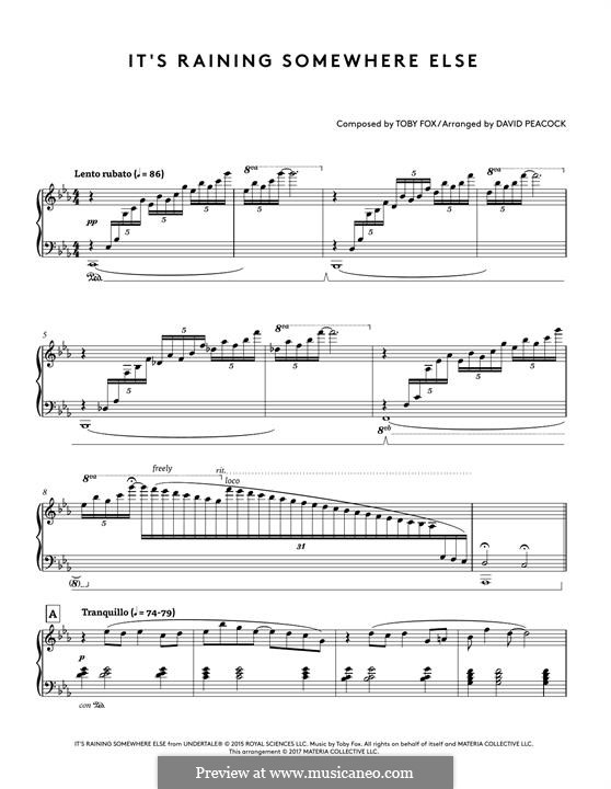 T. Fox: It's Raining Somewhere Else (from Undertale Piano Collections) на MusicaNeo