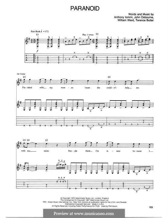 G. Butler, Ozzy Osbourne, Tony Iommi, Bill Ward: Paranoid (Black Sabbath) на MusicaNeo