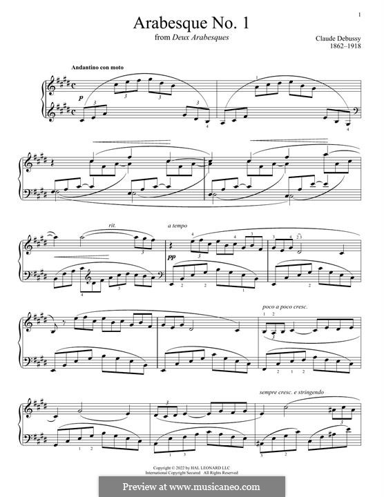 К. Дебюсси: Арабеска No.1 (Две арабески, L.66) ноты на MusicaNeo