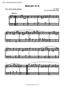 И.С. Бах: No.4 Менуэт соль мажор, для фортепиано, BWV Anh.114 (Нотная ...