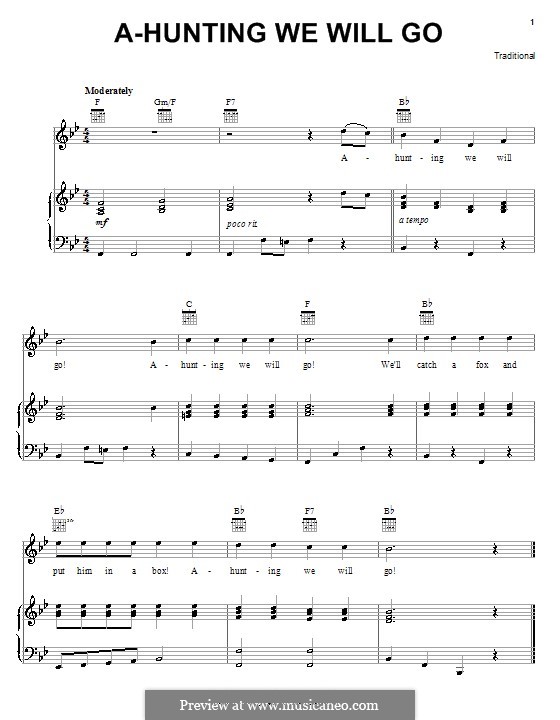 folklore: A-Hunting We Will Go ноты на MusicaNeo