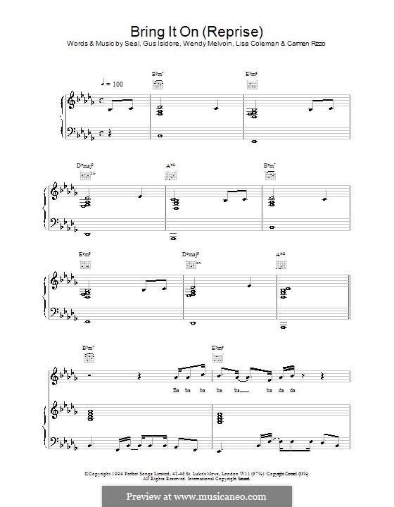 G. Isidore, W. Melvoin: Bring It On (Reprise) ноты на MusicaNeo