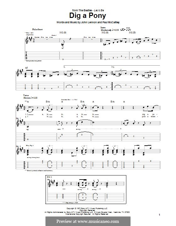 J. Lennon, P. McCartney: Dig a Pony (The Beatles) ноты на MusicaNeo
