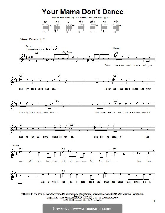 J. Messina, K. Loggins: Your Mama Don't Dance ноты на MusicaNeo