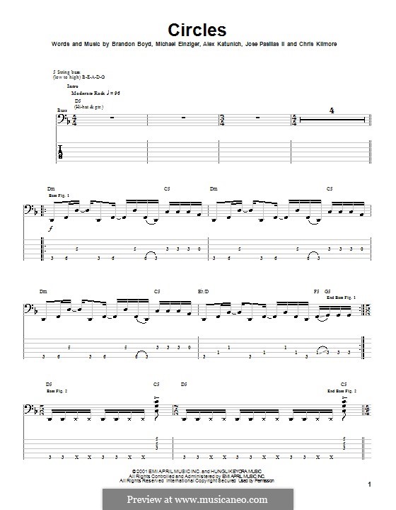 A. Katunich, B. Boyd, M. Einziger: Circles (Incubus) ноты на MusicaNeo