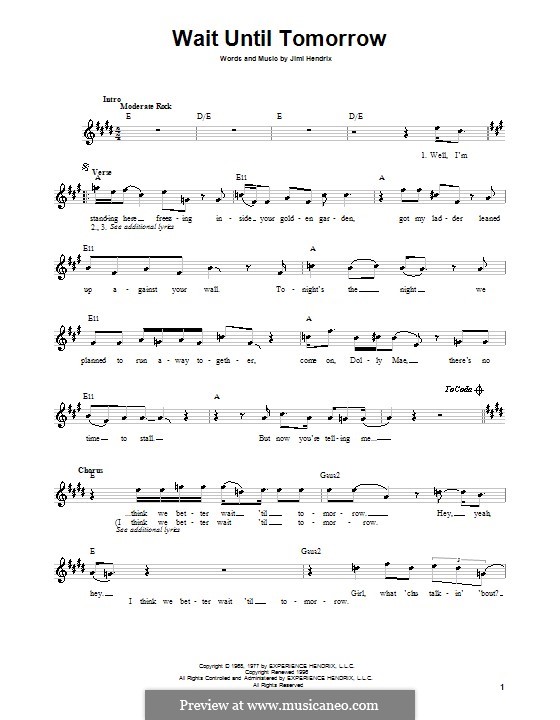 J. Hendrix: Wait Until Tomorrow ноты на MusicaNeo